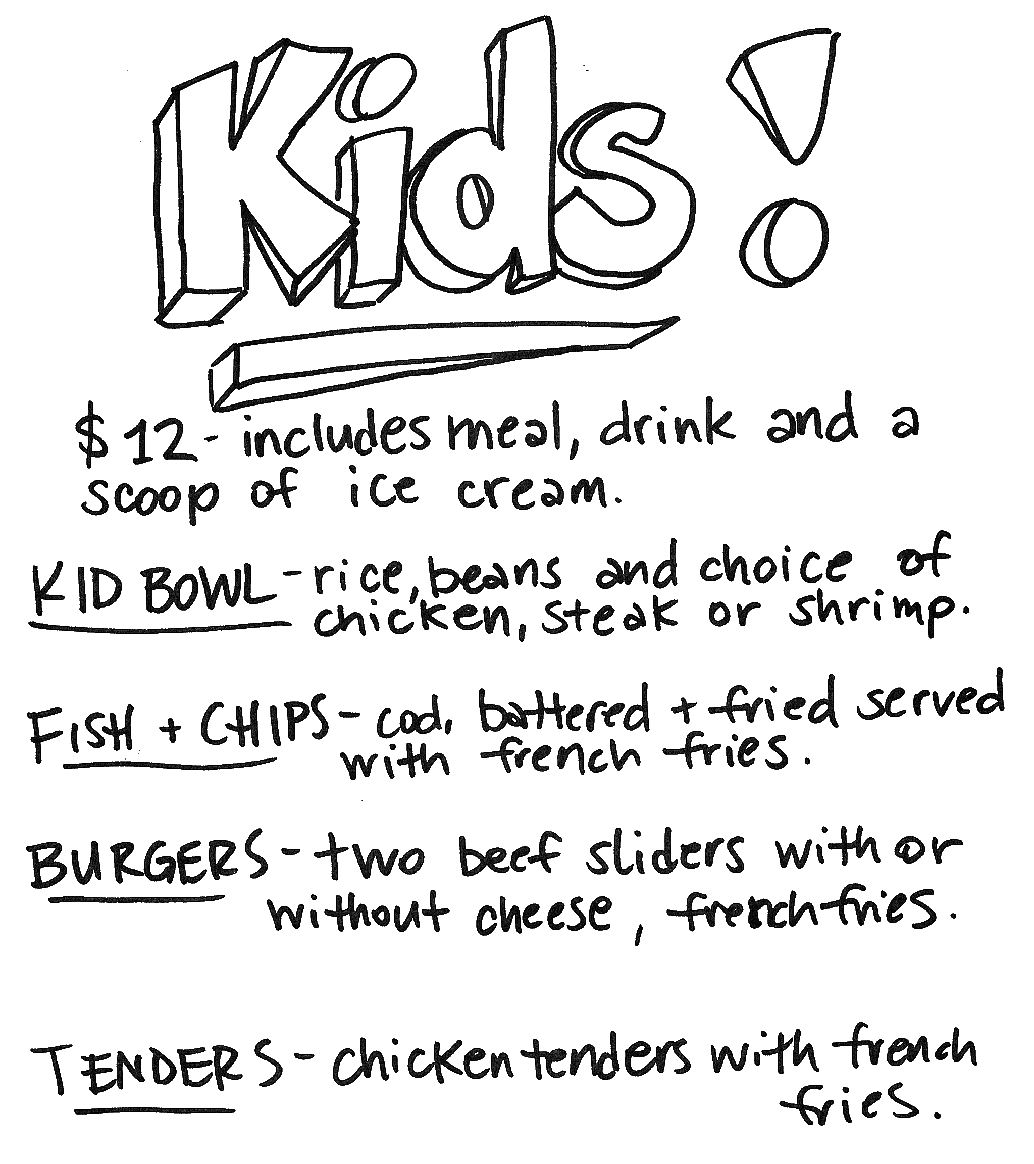 Kids Menu | Puente American-Latino Pub